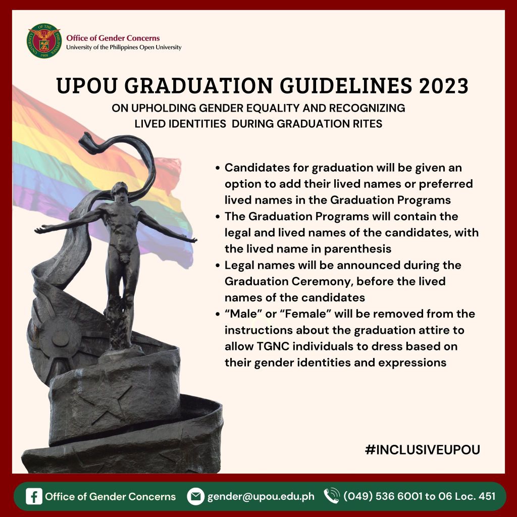 UPOU: ON UPHOLDING GENDER EQUALITY AND RECOGNIZING LIVED IDENTITIES ...